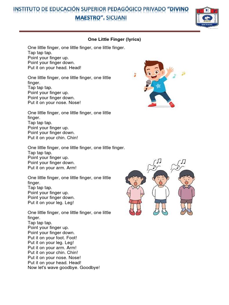 One Little Finger (Lyrics) | PDF | Language Arts & Discipline | Wellness
