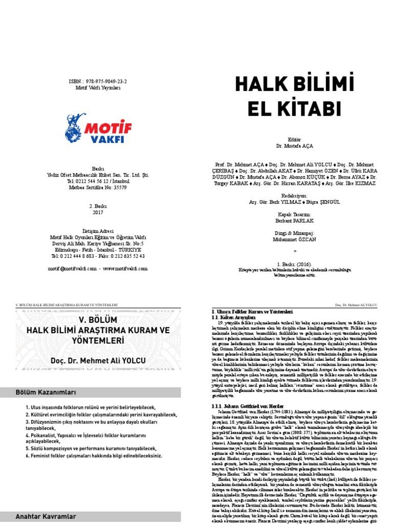 Halk Bilimi Araştırma Kuram Ve Yöntemleri | PDF