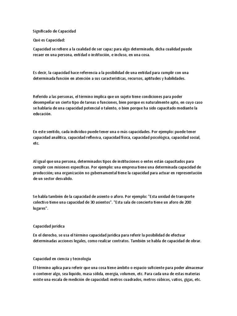 Qué Es Capacidad | PDF
