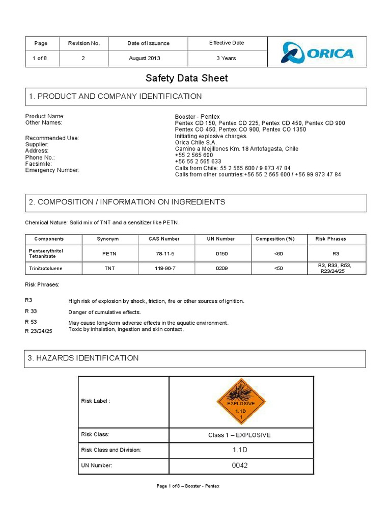 Safety Data Sheet: 1. Product and Company Identification | PDF ...