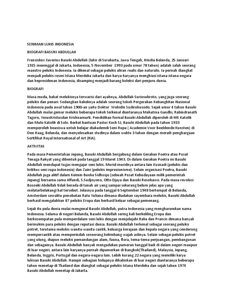 Tokoh Seniman Indonesia | PDF