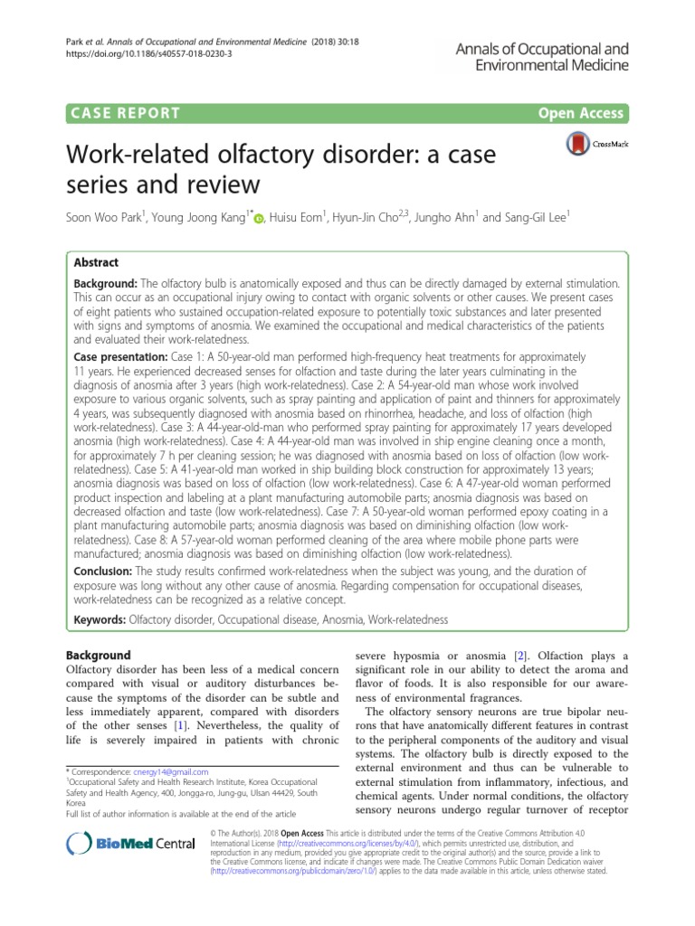 Work-Related Olfactory Disorder A Case Series and | PDF | Olfactory ...