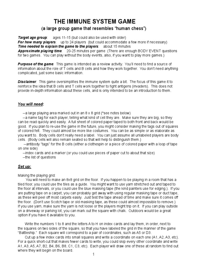 Immune System Game | PDF | Immune System | Pathogen