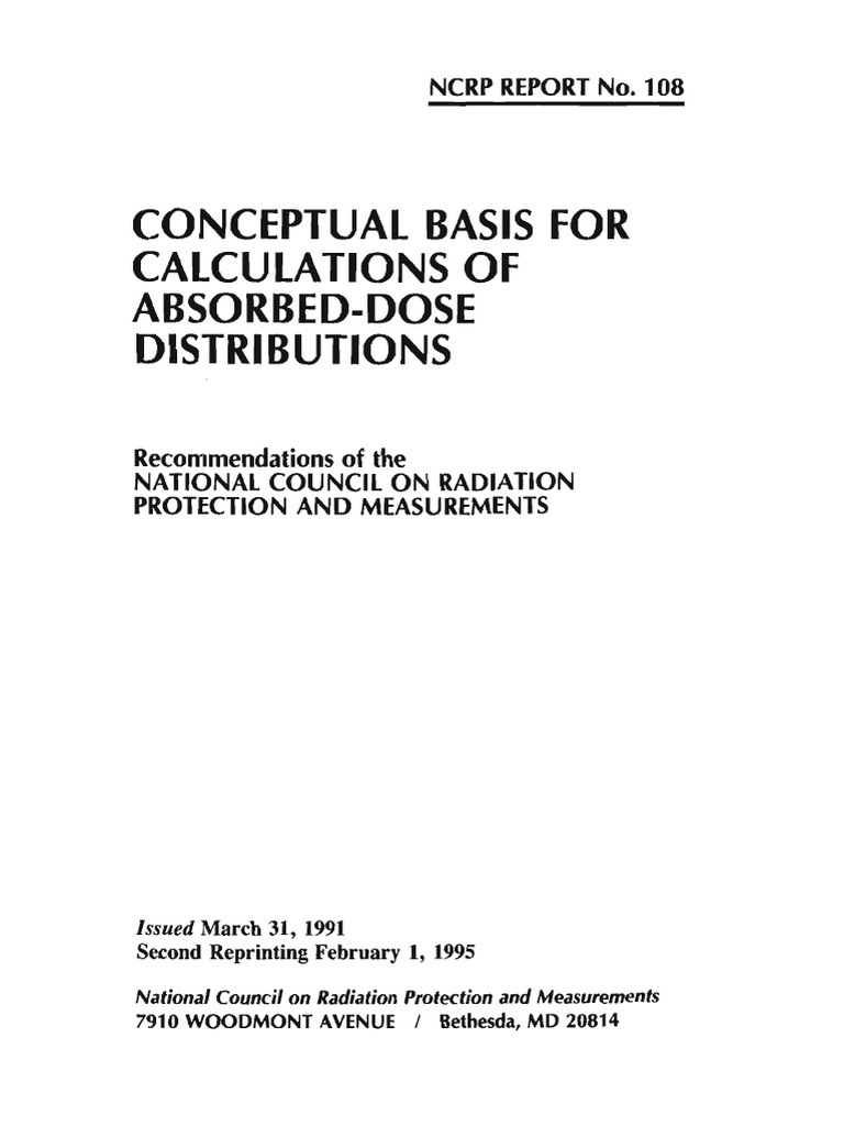 NCRP Report No. 108 - Conceptual Basis For Calculations of Absorbed-Dose Distributions | PDF ...