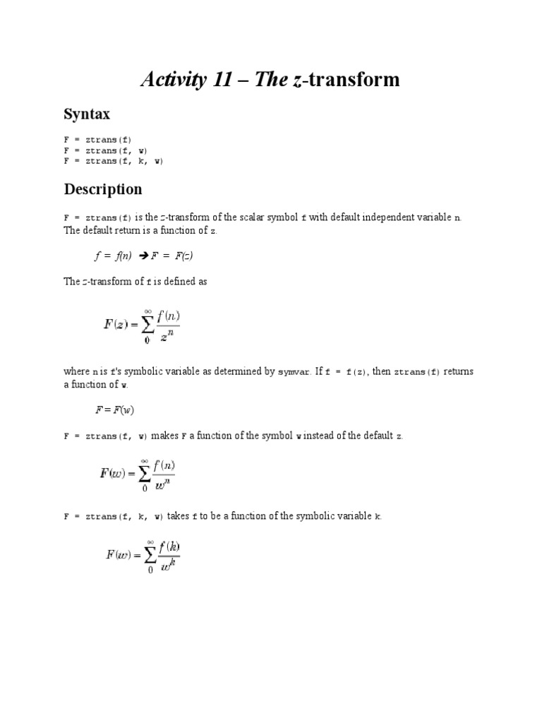 Ztrans Exercise | PDF | Teaching Methods & Materials | Science & Mathematics
