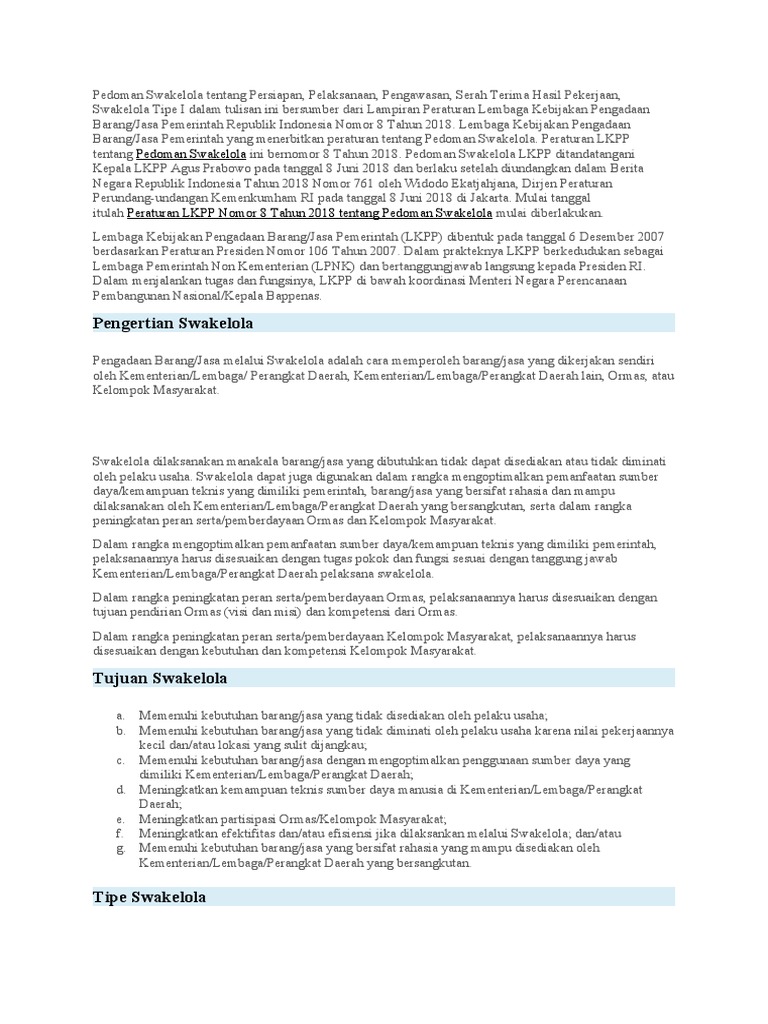 Swakelola Tipe I | PDF