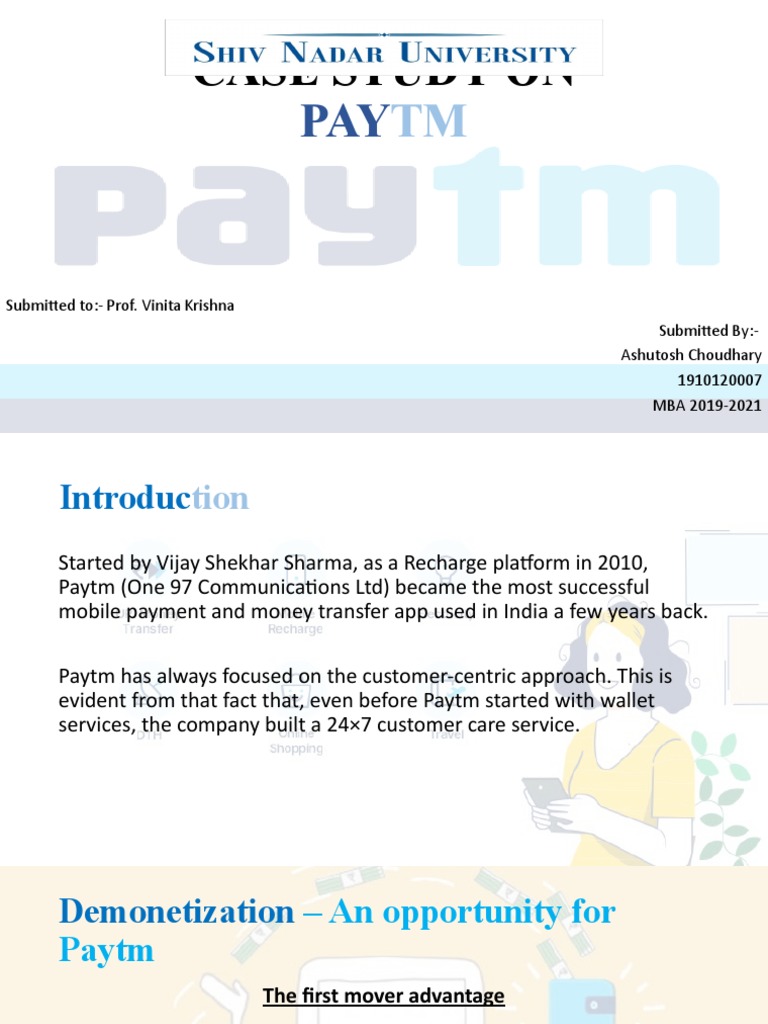 CASE STUDY ON PAYTM - Ashutosh Choudhary | PDF