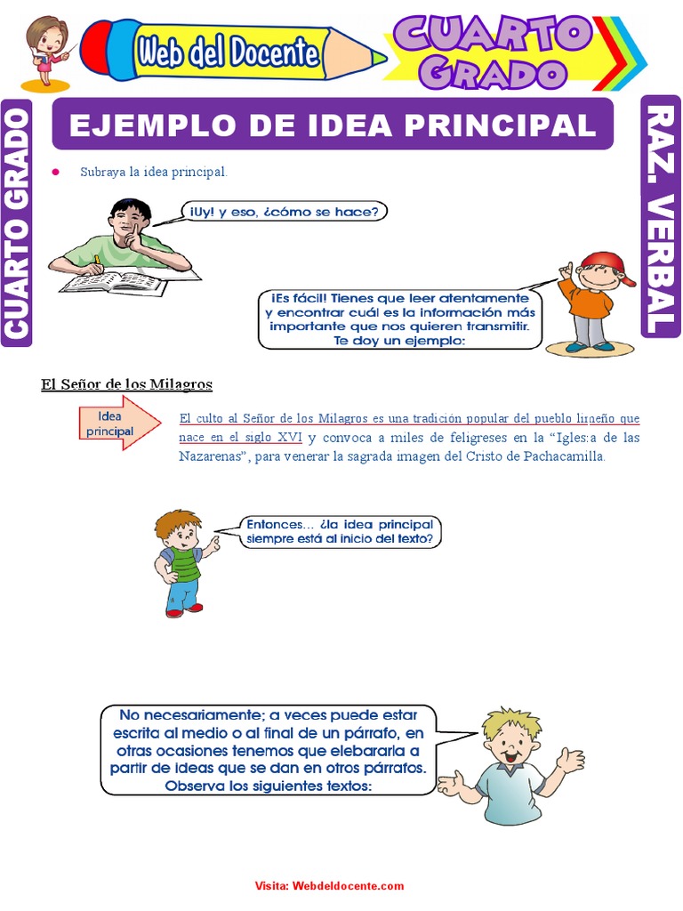 Ejemplo de Idea Principal para Cuarto Grado de Primaria | PDF | Turismo ...