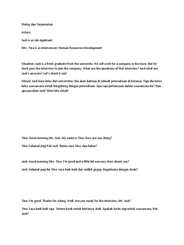 Dialog Job Interview | PDF