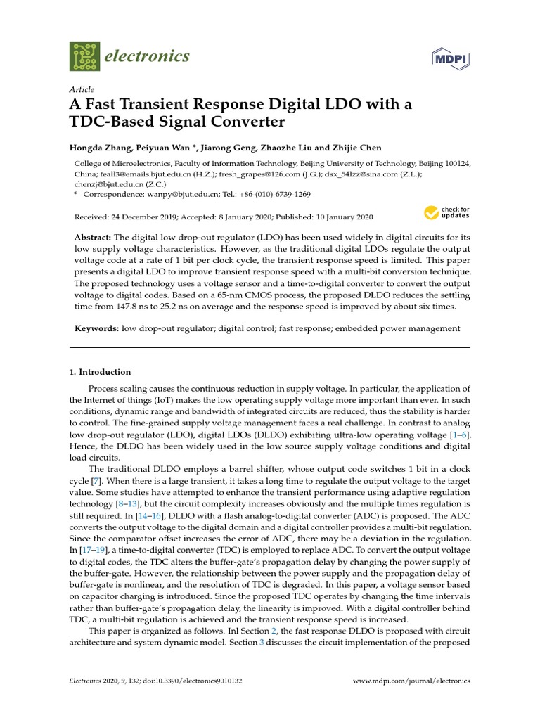 Electronics: A Fast Transient Response Digital LDO With A TDC-Based ...