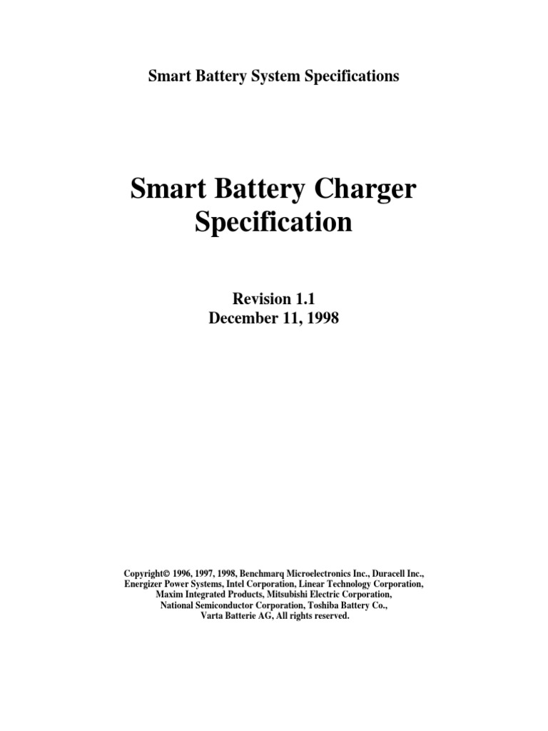 Smart Battery Charger Specification | PDF | Battery Charger | Electricity
