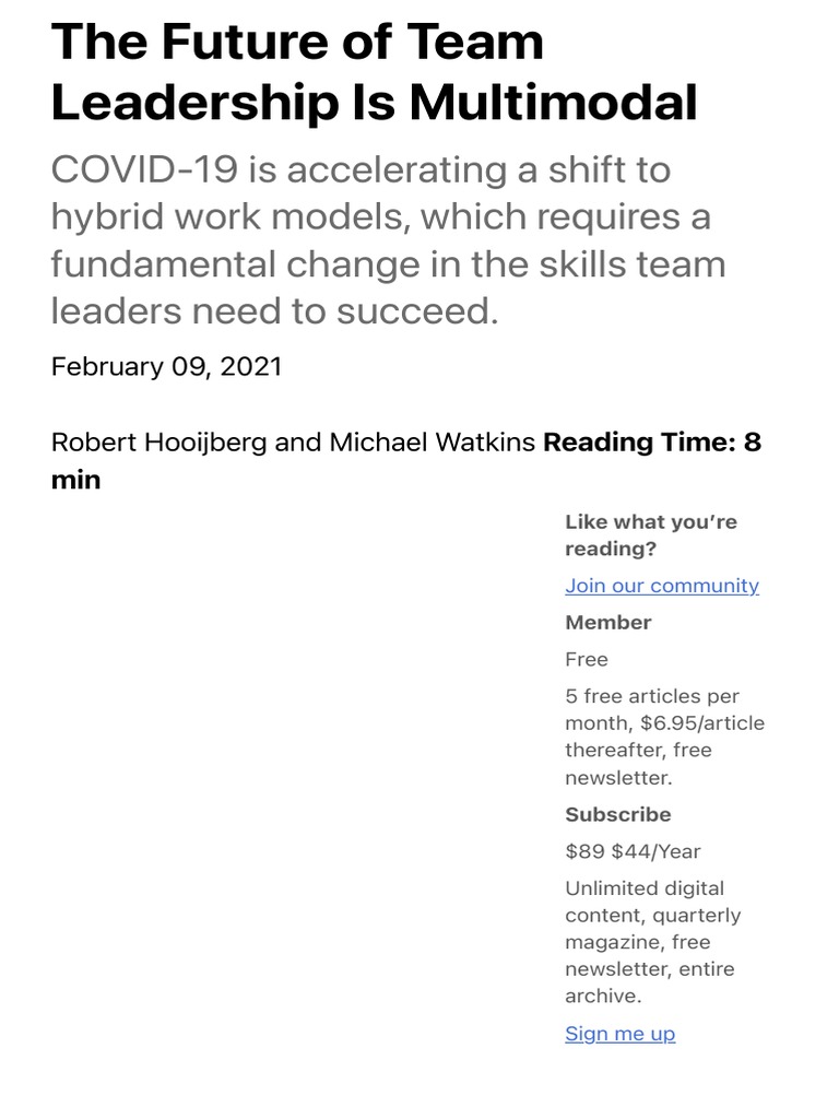 The Future of Team Leadership Is Multimodal | PDF | Collaboration ...