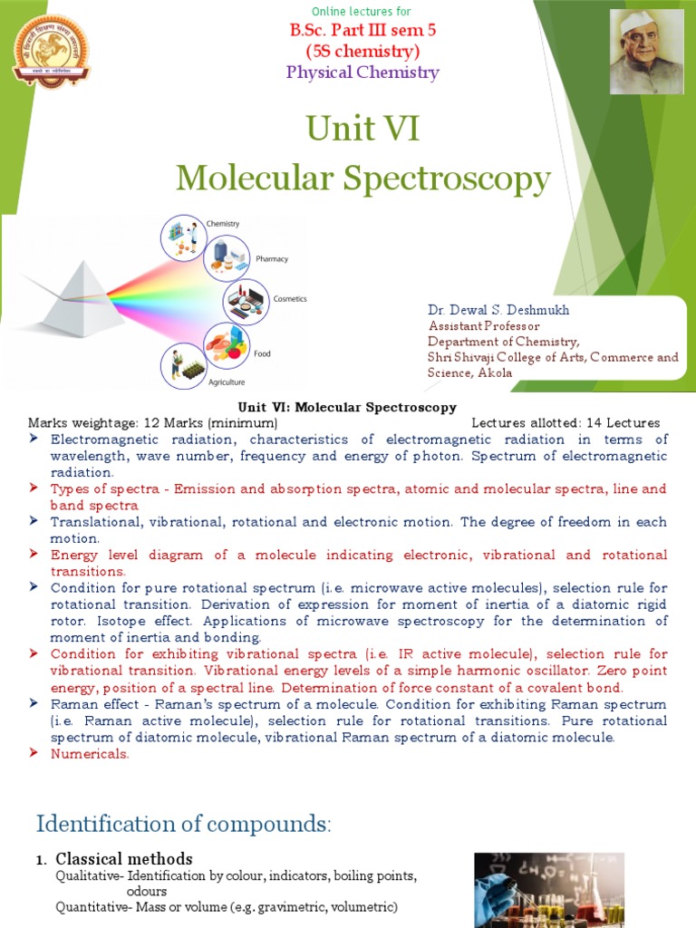 Unit VI Molecular Spectroscopy: Physical Chemistry | PDF | Spectroscopy ...