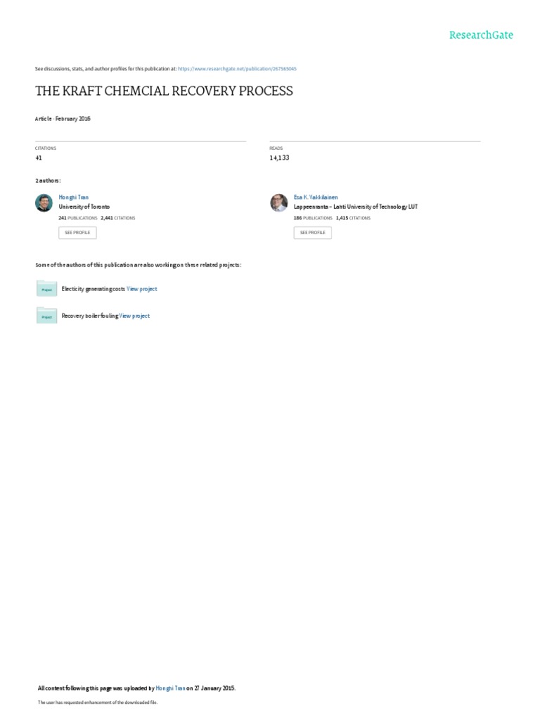 The Kraft Chemcial Recovery Process | PDF | Pulp (Paper) | Industrial ...