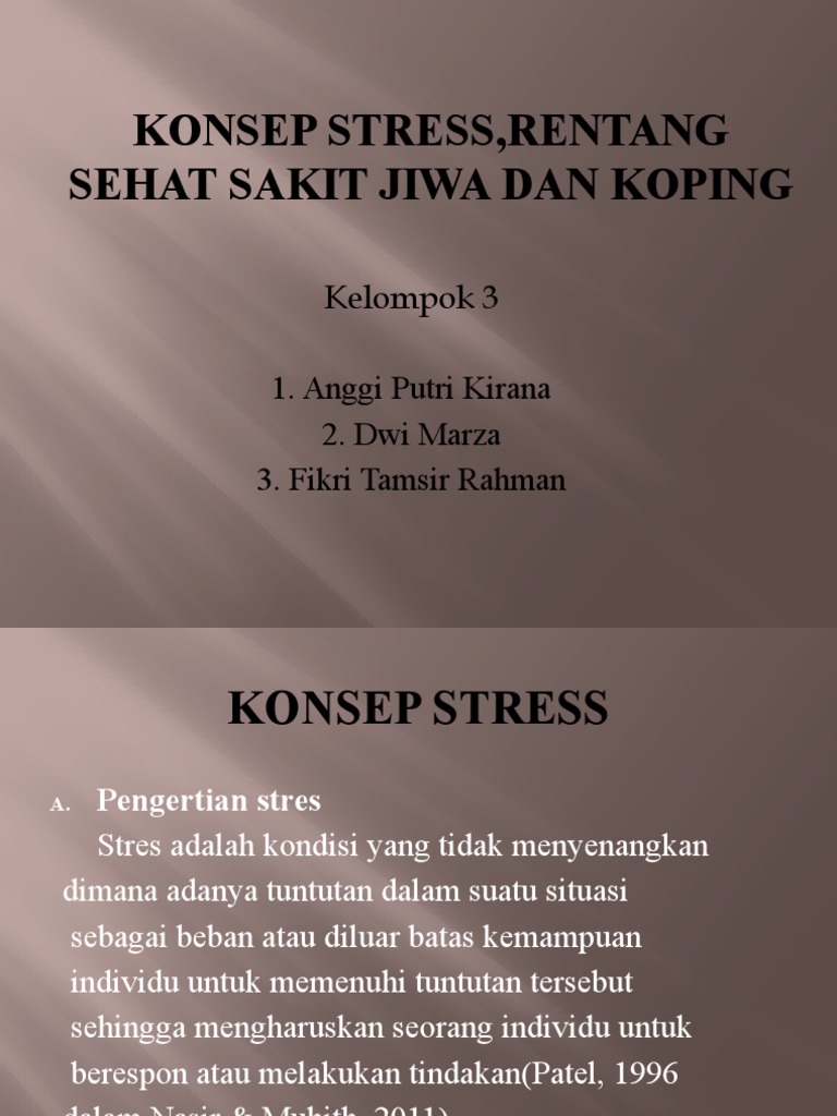 Konsep Stress, Rentang Sehat Sakit Jiwa Dan Koping | PDF