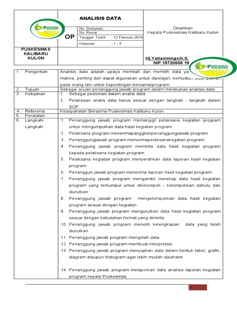 Sop Analisis Data | PDF