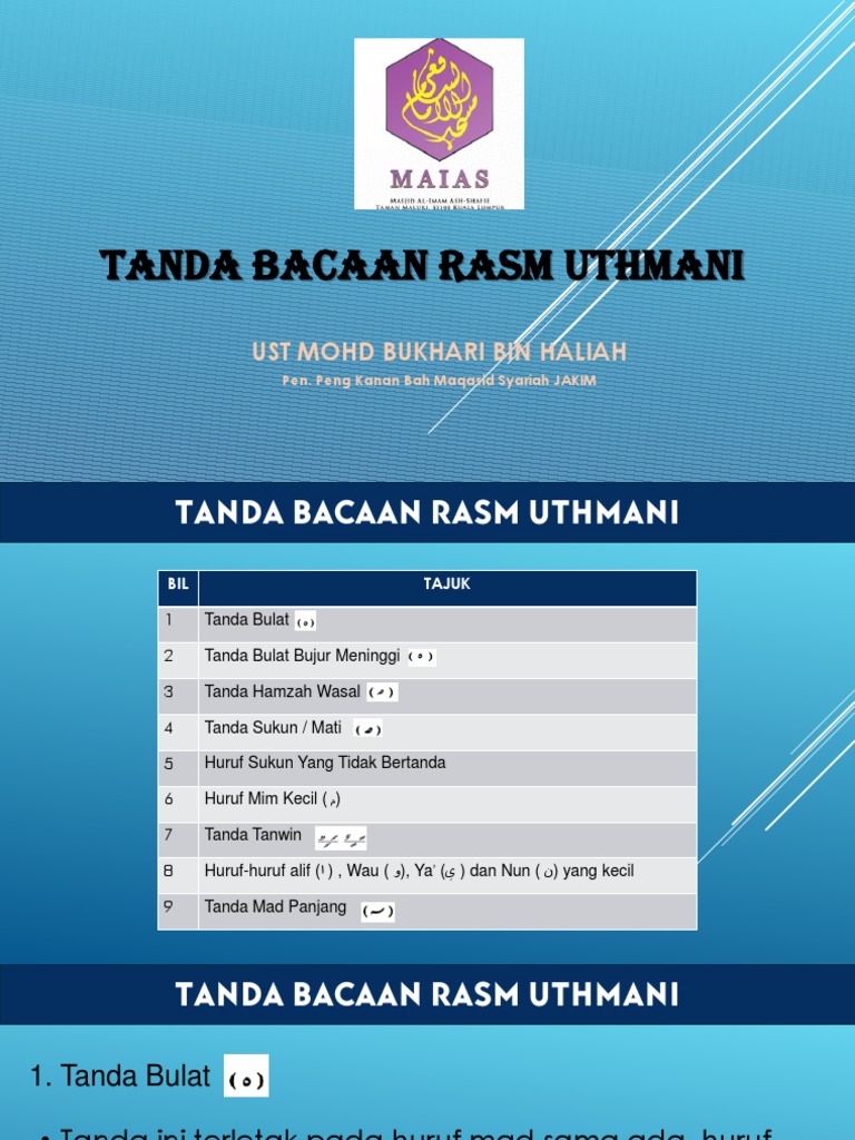 Tanda Bacaan Rasm Uthmani | PDF