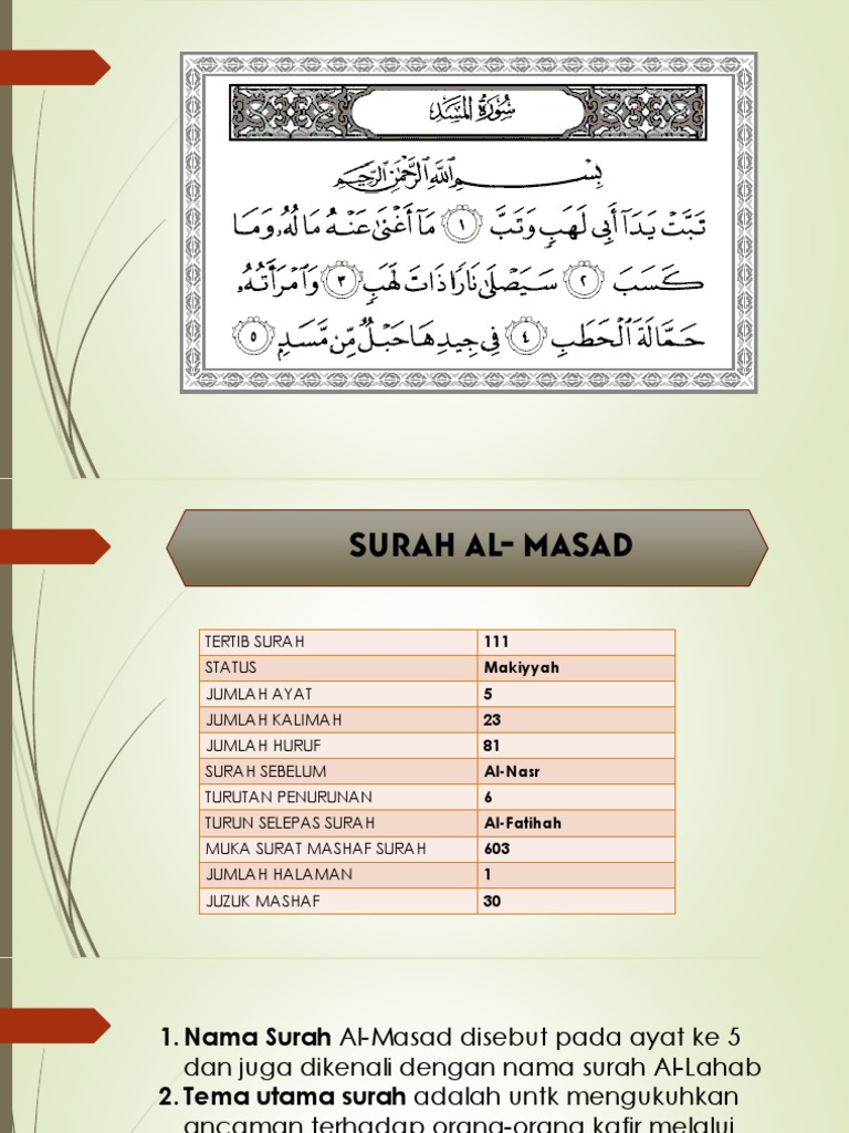 Tema dan Makna Surah Al-Masad | PDF