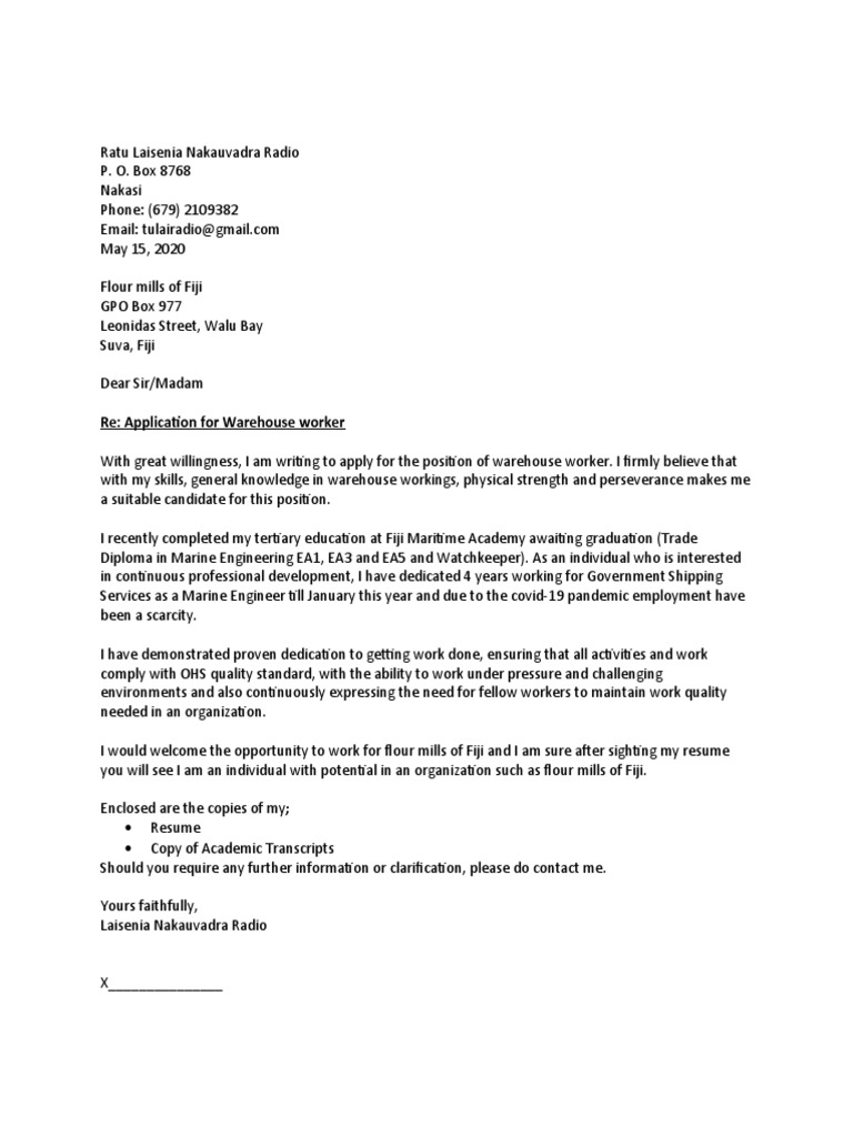 Flour Mills of Fiji Application-1 | PDF