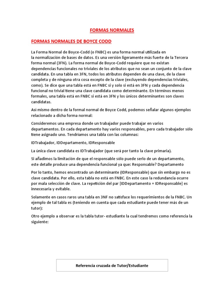 Formas Normales | PDF | Bases de datos | Informática
