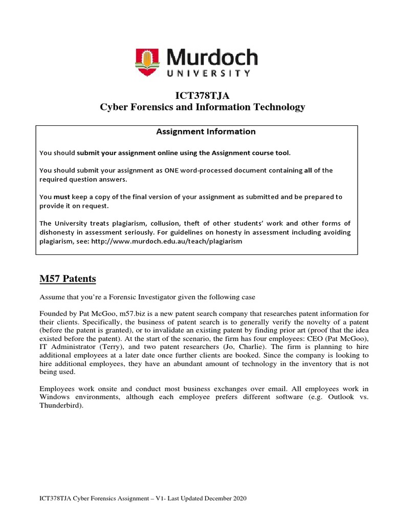 ICT378TJA-Assignment-2021 | PDF | Digital Forensics | Computer Forensics