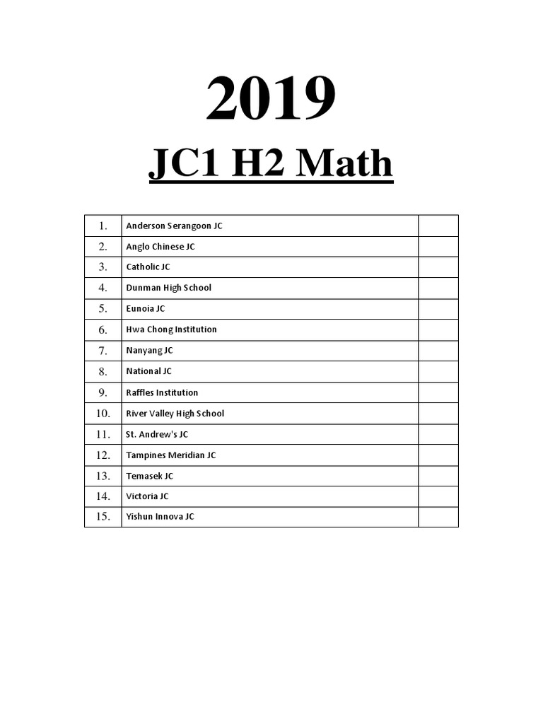 JC1 Math - H2 - 2019 | PDF | Plane (Geometry) | Vector Space