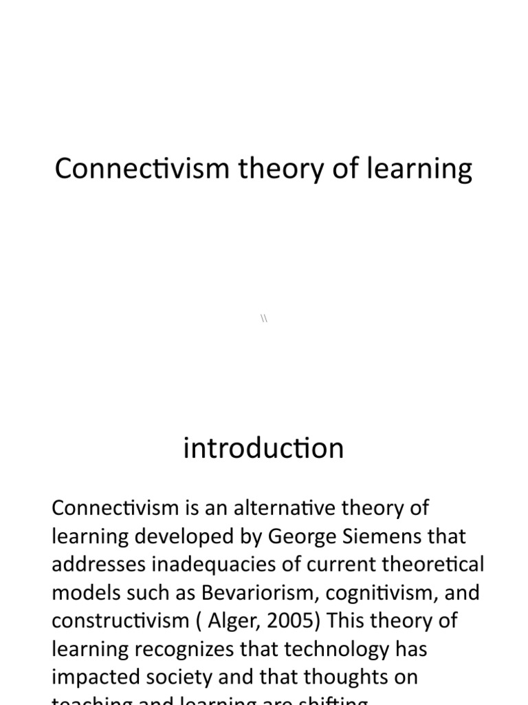 Connectivism Theory of Learning-1 | PDF | Learning Theory (Education ...