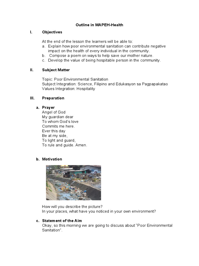 Outline in MAPEH-Health | PDF | Sanitation | Environment