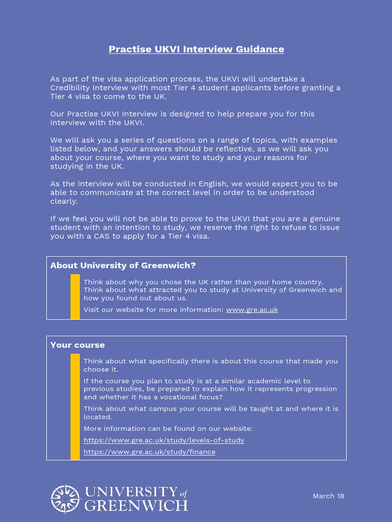 Practice UKVI Interview Guidance 1 | PDF | Interview | Question