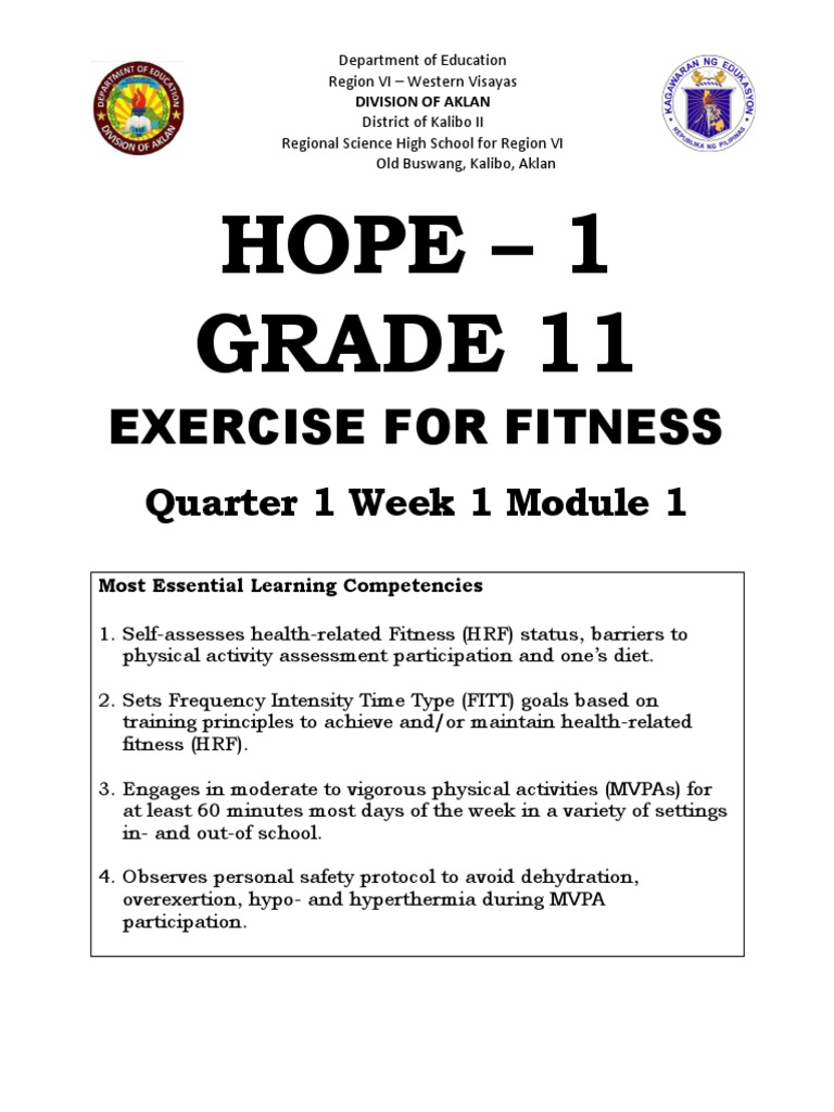 Hope - 1 Grade 11: Exercise For Fitness | PDF | Physical Fitness ...