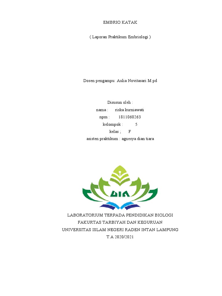 Laporan Praktikum EMBRIO KATAK | PDF | Teknologi & Rekayasa