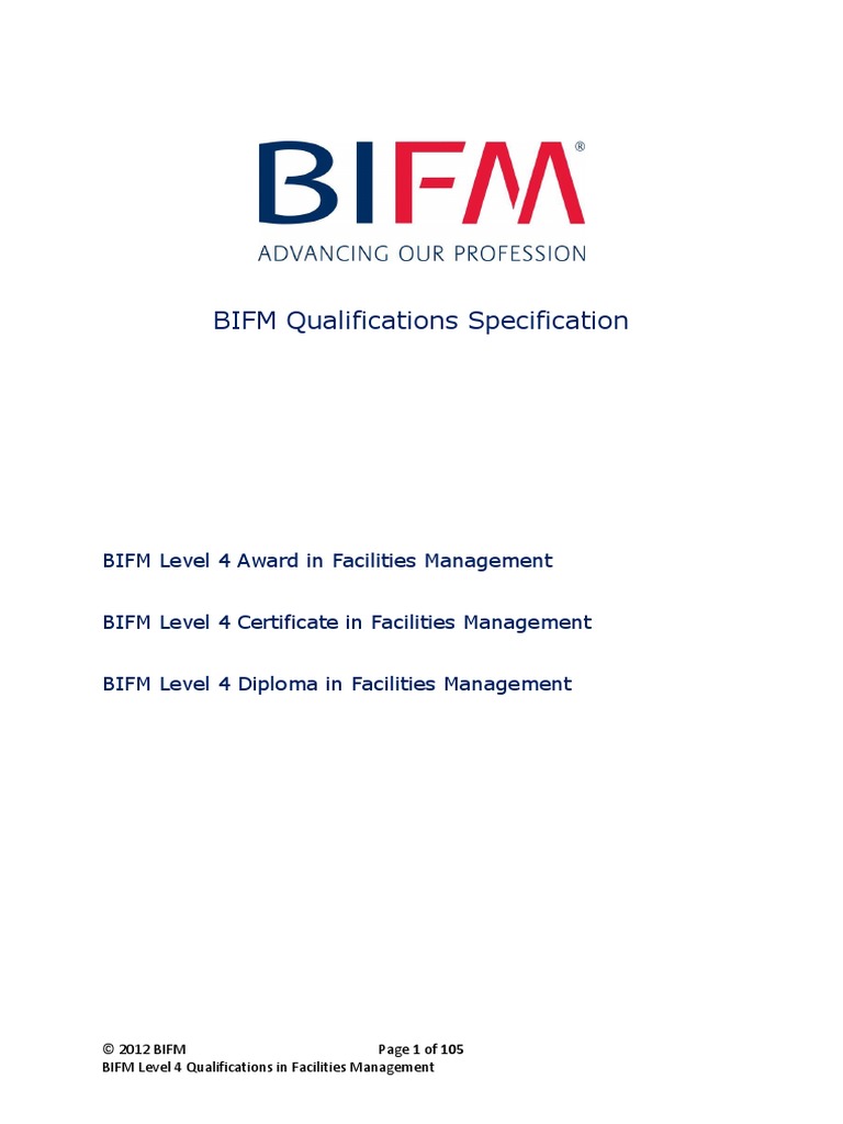 BIFM Level 4 Qualifications Specification | Download Free PDF ...