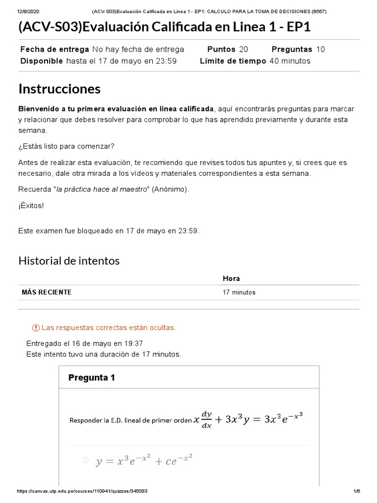 (Acv-S03) Evaluación Calificada en Linea 1 - Ep1 - Calculo para La Toma de Decisiones (8567 ...
