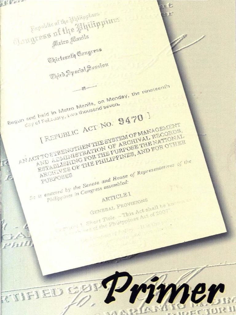 Primer of R.A. 9470 | PDF | Records Management | Archive