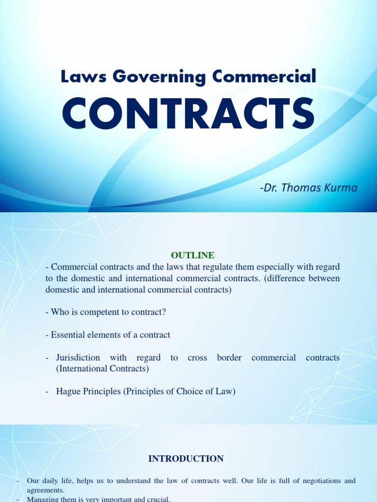 Laws Governing Commercial: Contracts | PDF | Choice Of Law | Offer And ...