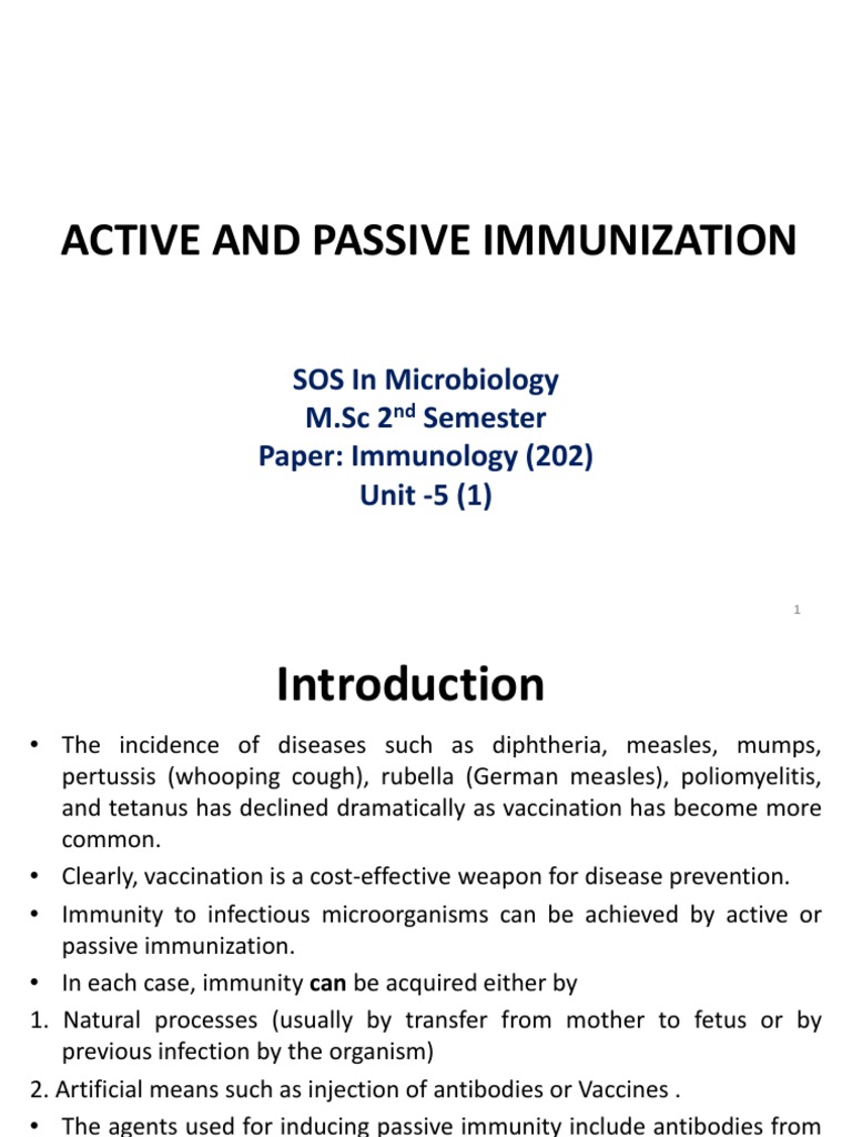Active vs Passive Immunization Guide | PDF | Immunity (Medical) | Vaccines