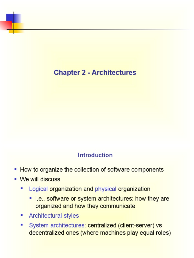 Chapter 2-Architectures | PDF | Client–Server Model | Software Architecture