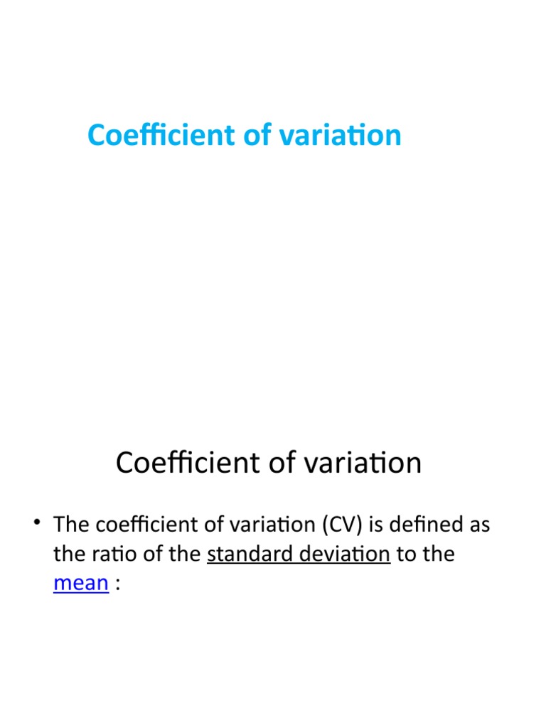 Understanding Coefficient of Variation | PDF | Coefficient Of Variation ...