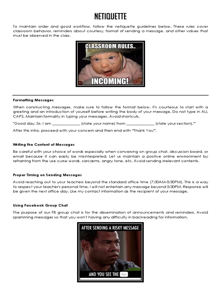 Netiquette | Download Free PDF | Online Chat | Cyberspace