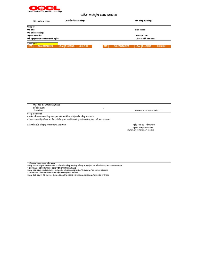 Container Borrow Receipt | PDF