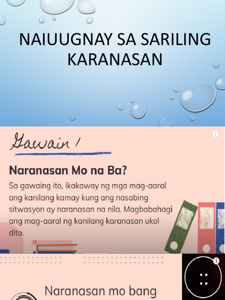 Naiuugnay Sa Sariling Karanasan Grade 6 March 15 | PDF
