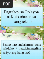 Cot Fil 5 Q3 Opinyon Katotohanan | PDF