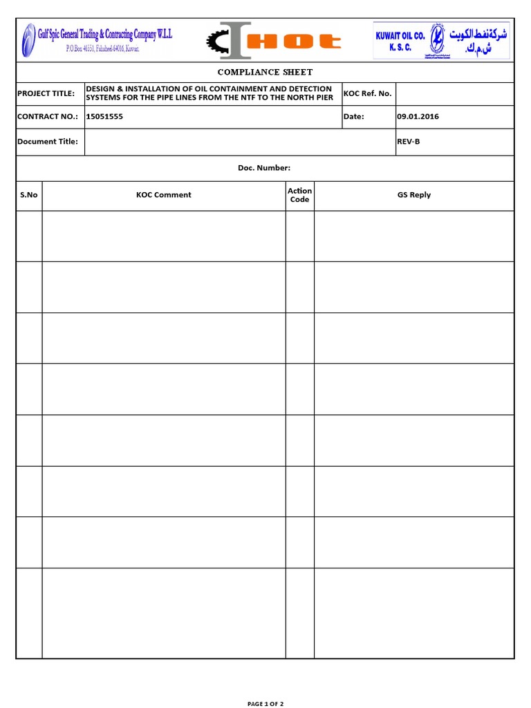 Compliance Sheet | PDF