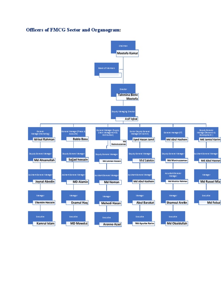 Officers of FMCG Sector and Organogram: Mostofa Kamal | PDF | Job ...