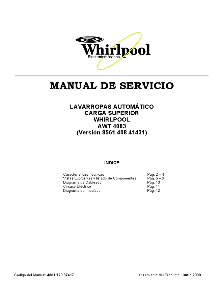 Manual de Servicio Lavarropas Whirlpool | PDF | Metrología | Física