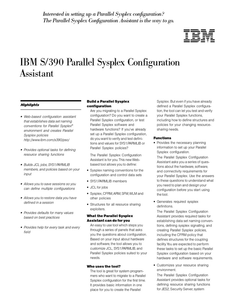 S390 Parallel Sysplex Configuration Assistant | Download Free PDF ...
