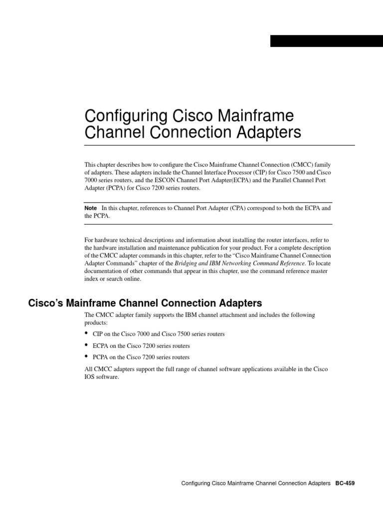 Configuring Cisco Mainframe Channel Connection Adapters | PDF ...