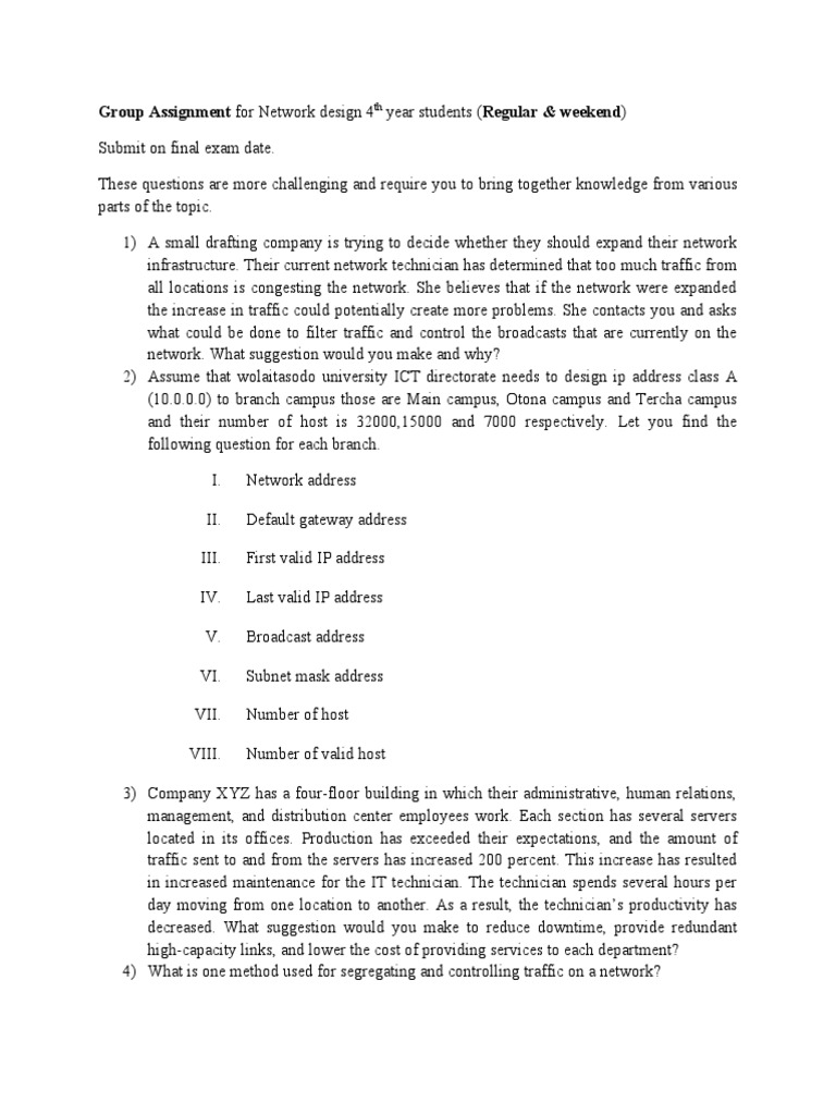Group Assignment Network Design Solutions | PDF