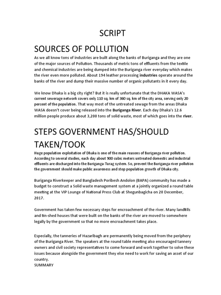 Script Sources of Pollution | PDF | Water Pollution | Pollution