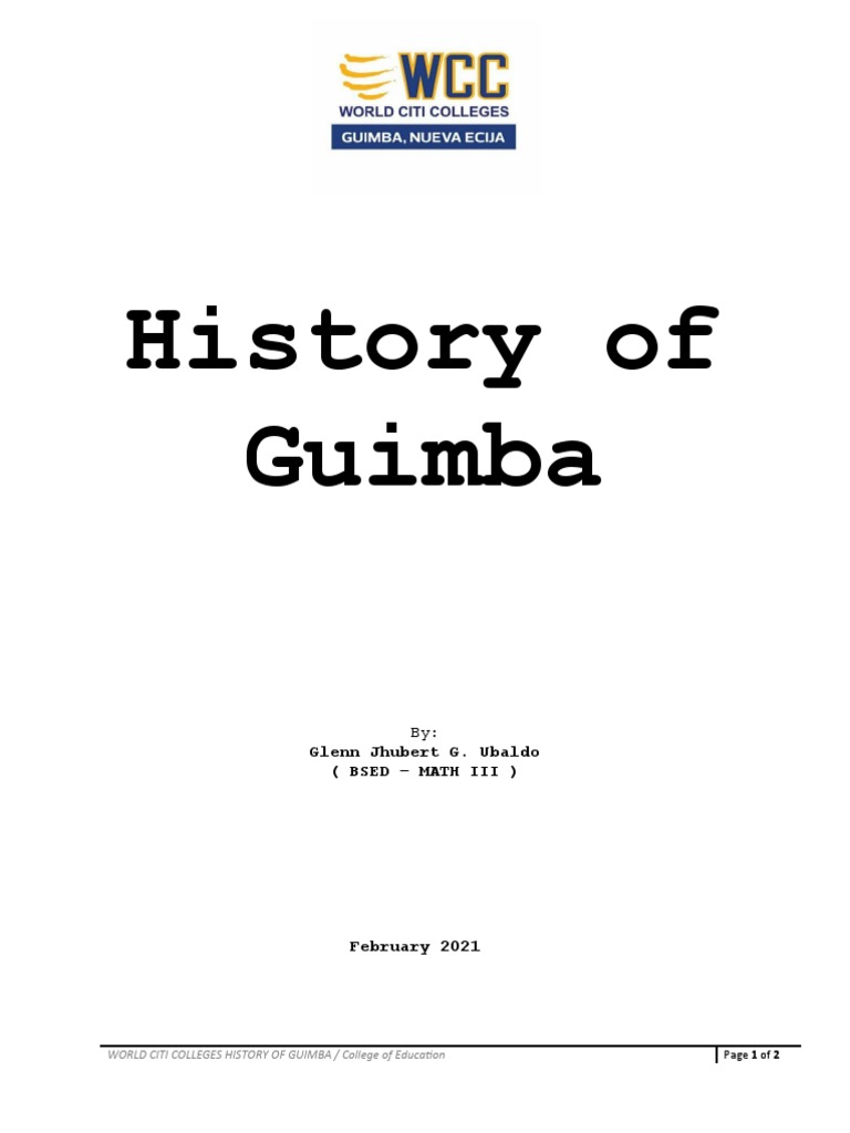 History of Guimba: Glenn Jhubert G. Ubaldo (Bsed - Math Iii) | PDF